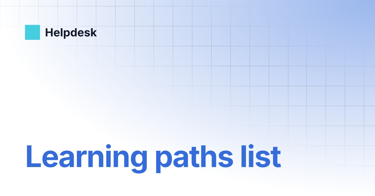 Learning paths list | English | Helpdesk